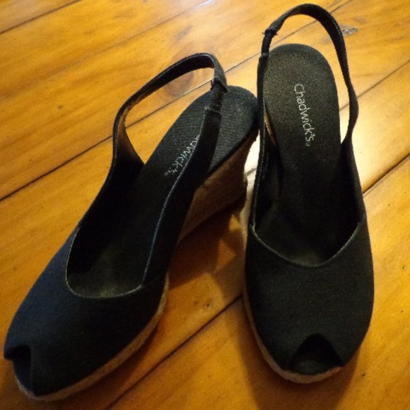 Chadwicks | Shoes | Chadwicks Espadrilles Jute Wedge Heel 6m Black ...